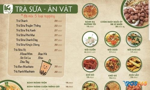 Thiết Kế Menu Quán Trà Sữa ăn Vặt đẹp độc đáo